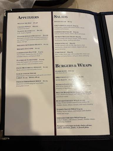 Menu at Pietro's restaurant, St. Louis