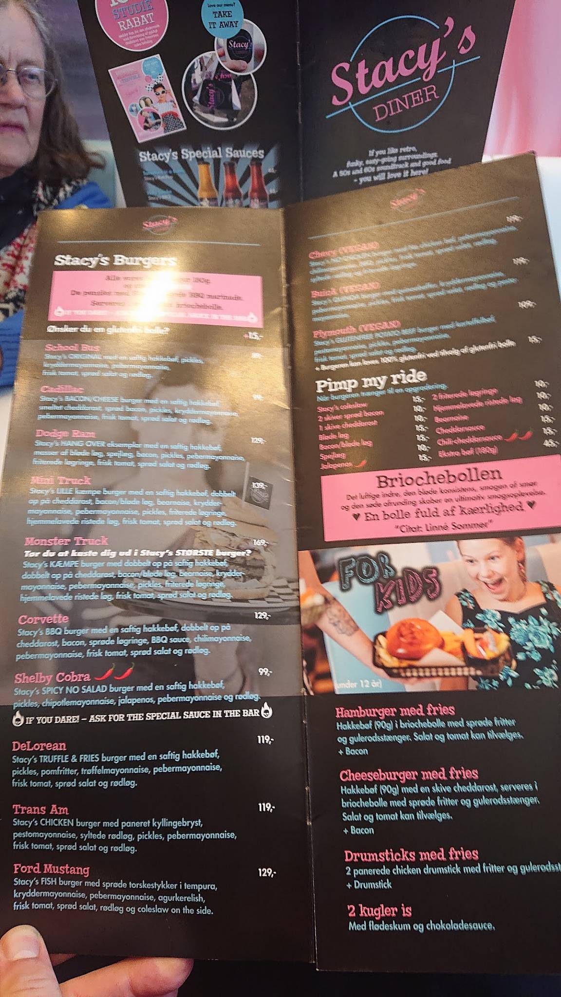 Menu at Stacy's restaurant, Copenhagen
