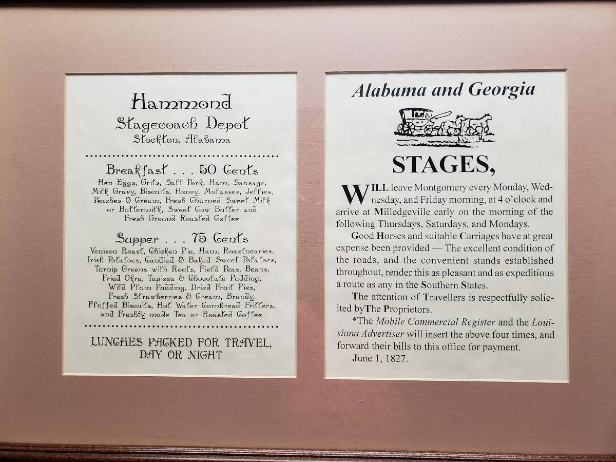 Menu at Stagecoach Cafe, USA, AL-59