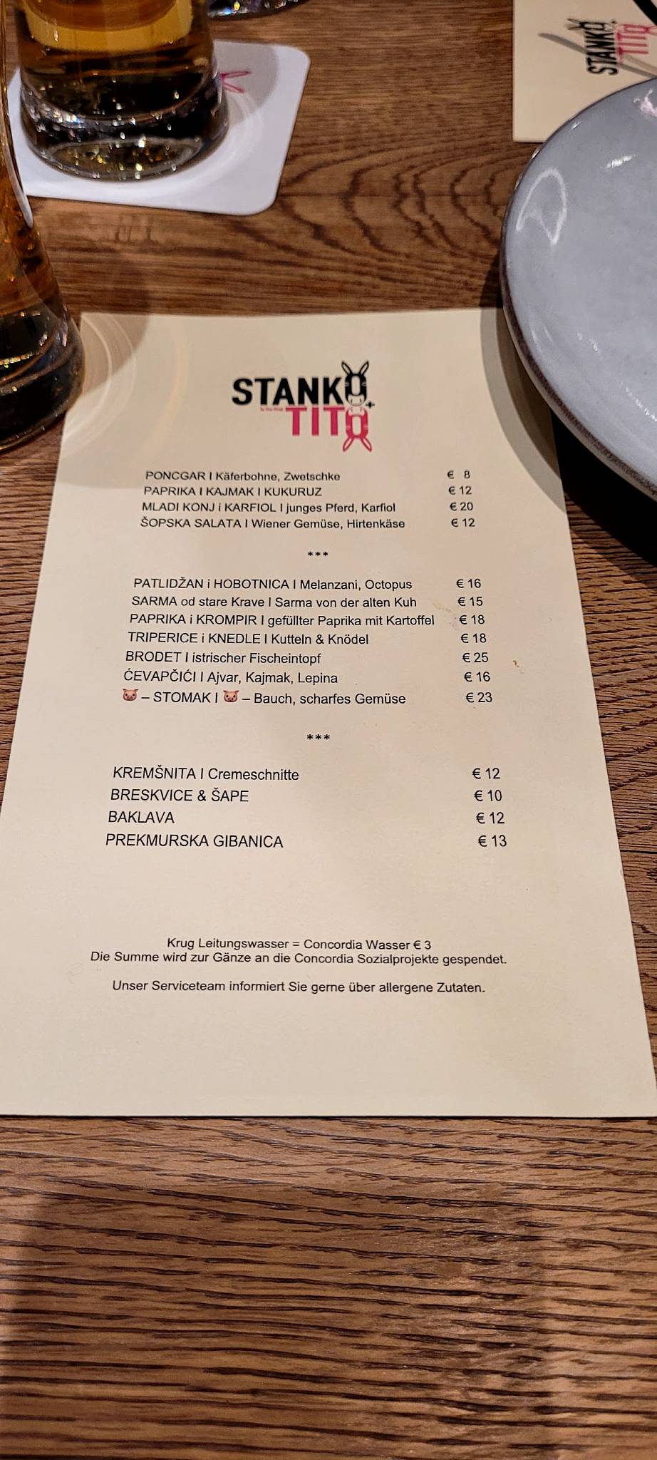 Speisekarte von Stanko + Tito restaurant, Wien