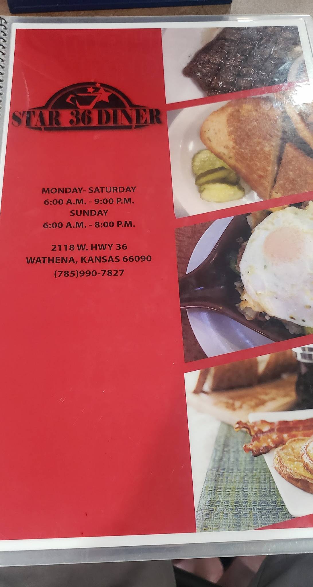 Menu at Star 36 Diner restaurant, Wathena