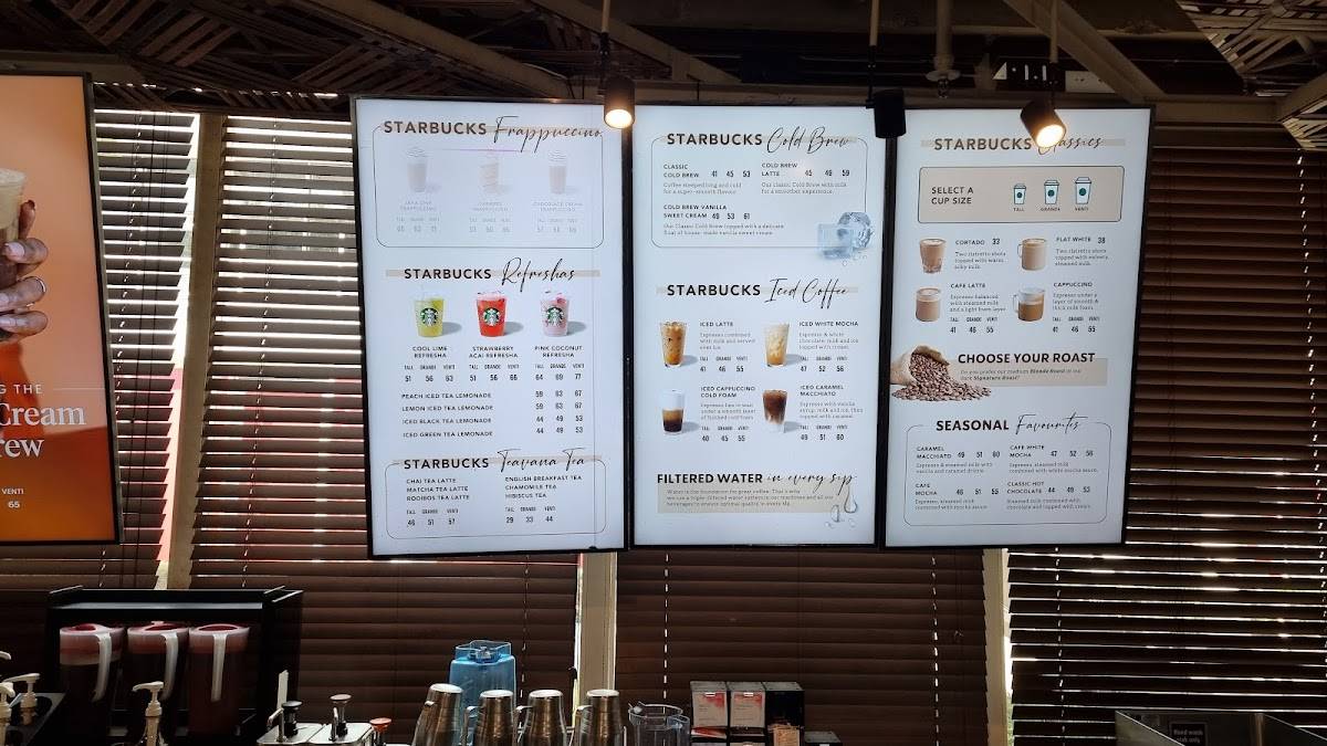 Menu at Starbucks Rosebank cafe, Johannesburg, Tyrwhitt Ave & Cradock Ave