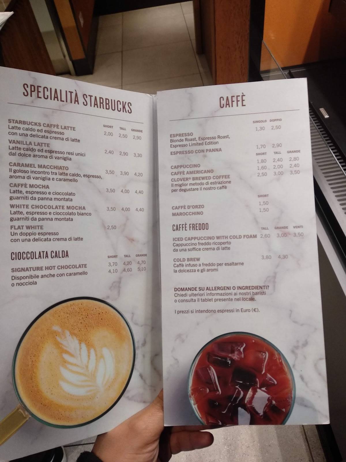 Menu da Starbucks Torino caffè bar, Torino