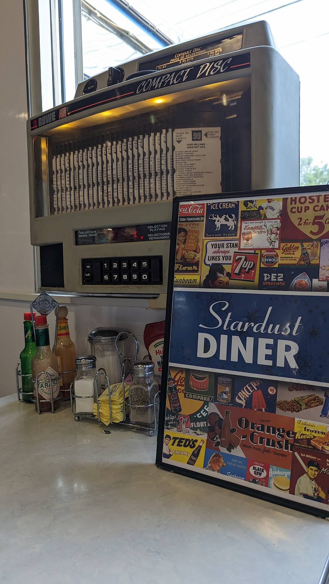 Menu at Stardust Diner cafe, Vancouver
