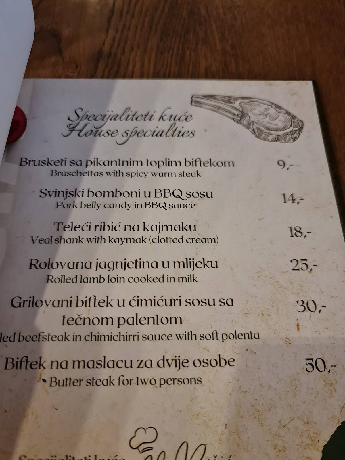 Speisekarte von Staro bure restaurant, Banja Luka