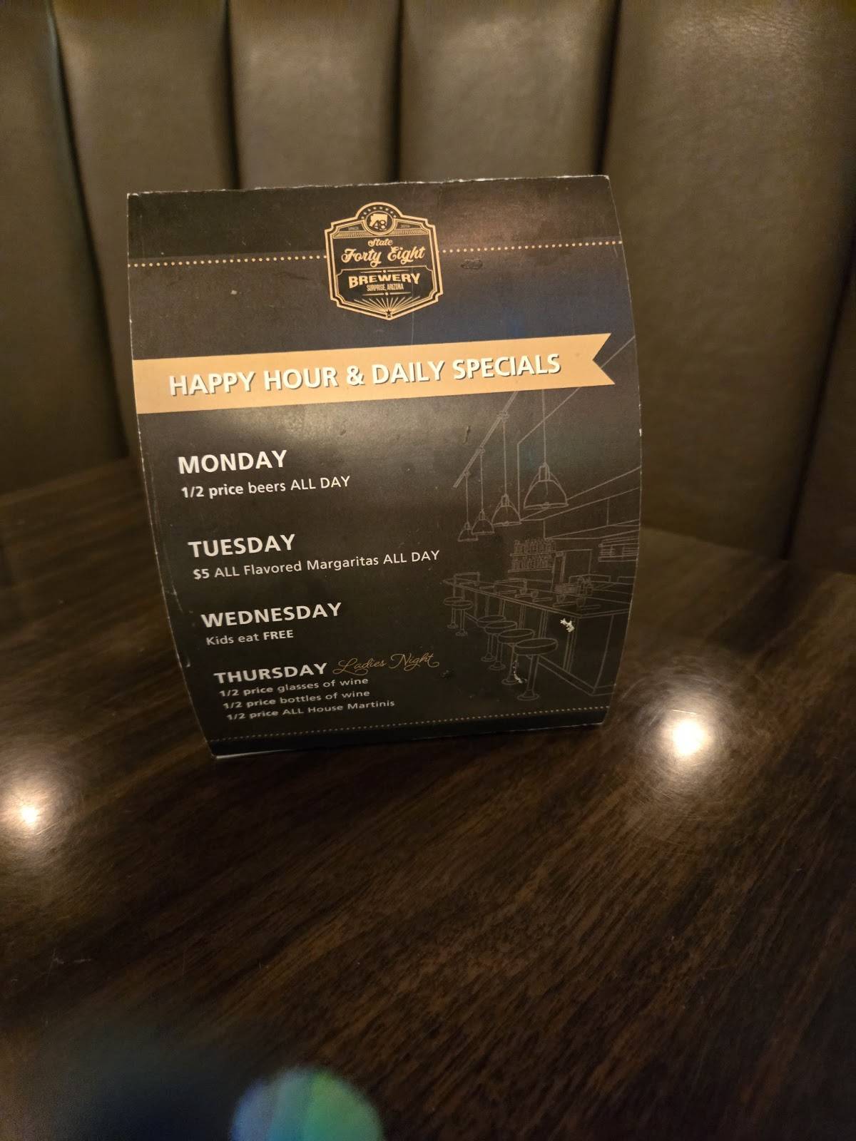 Menu at State 48 Brewery pub & bar, Surprise, W Bell Rd