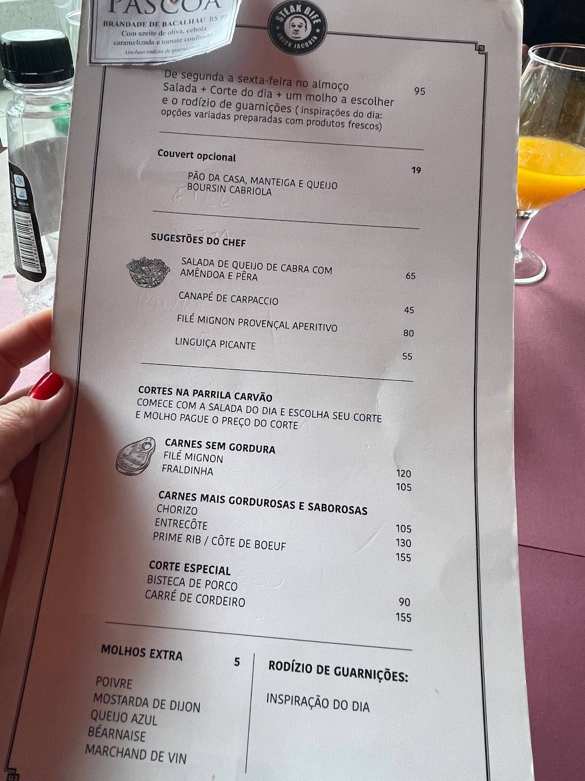 Menu em Steak Bife - Chef Erick Jacquin (Rebouças) churrascaria, São Paulo