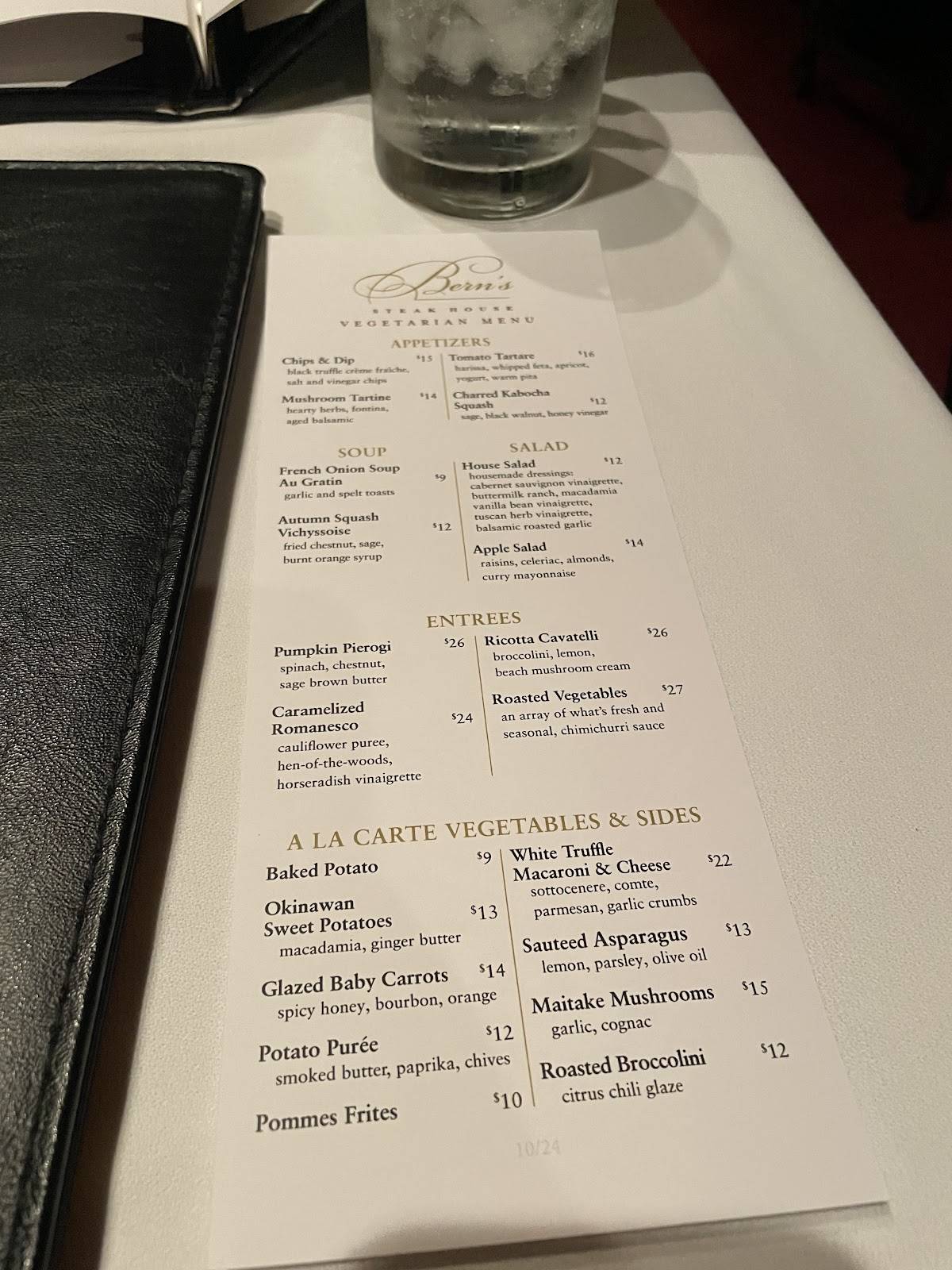Menu at Bern's Steak House steakhouse, Tampa, S Howard Ave