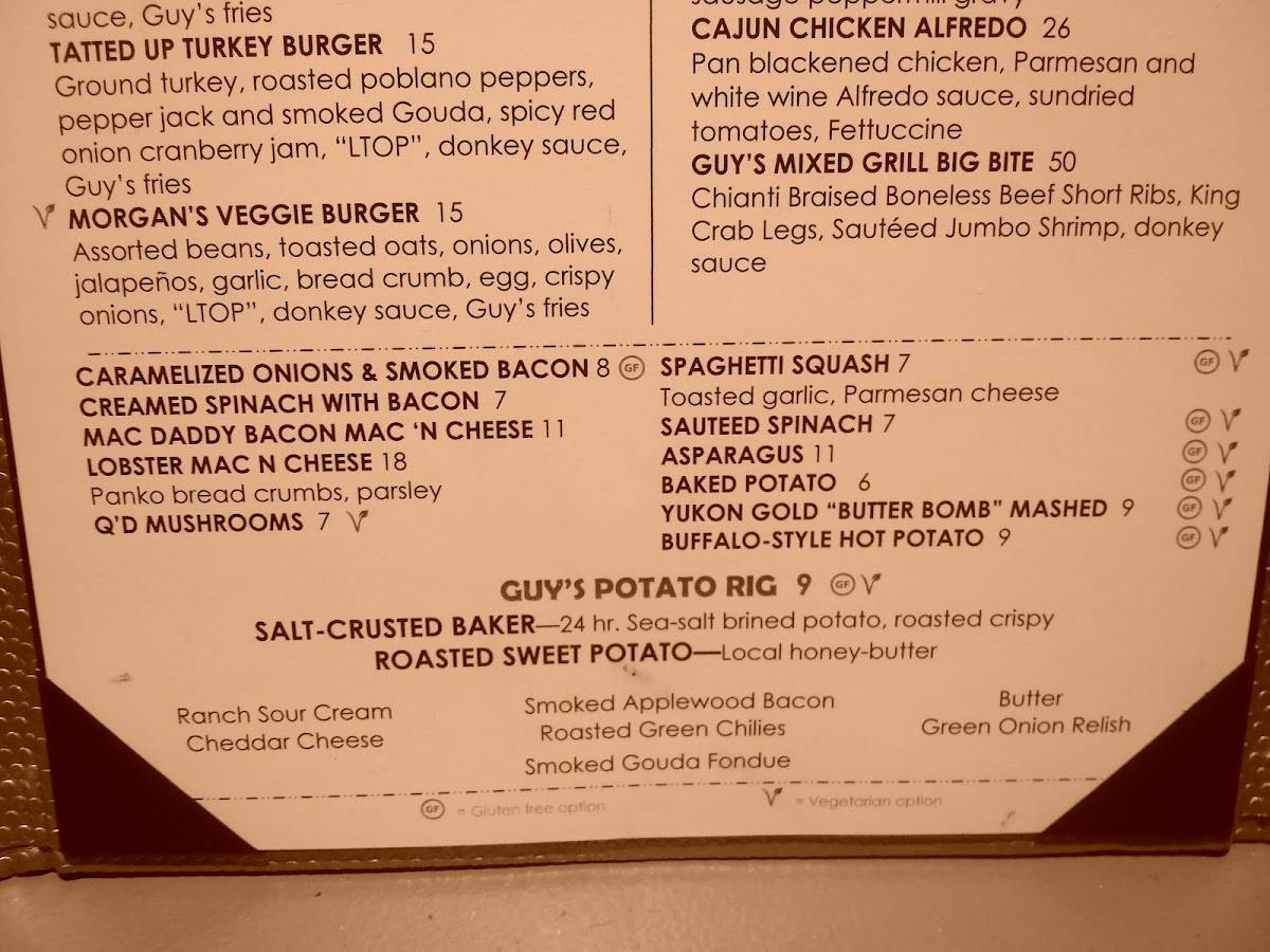 Menu at Guy Fieri's Chophouse steakhouse, Atlantic City, Pacific Ave