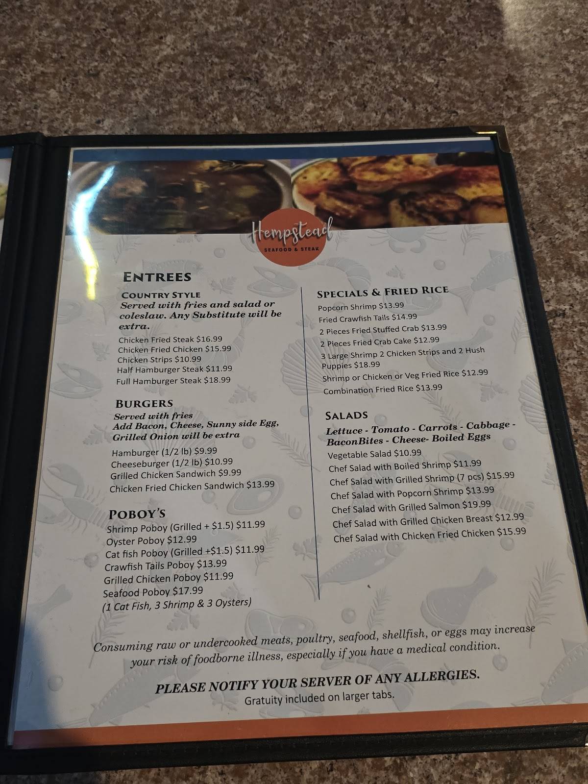 Menu at Hempstead Seafood Restaurant & Stk, Hempstead