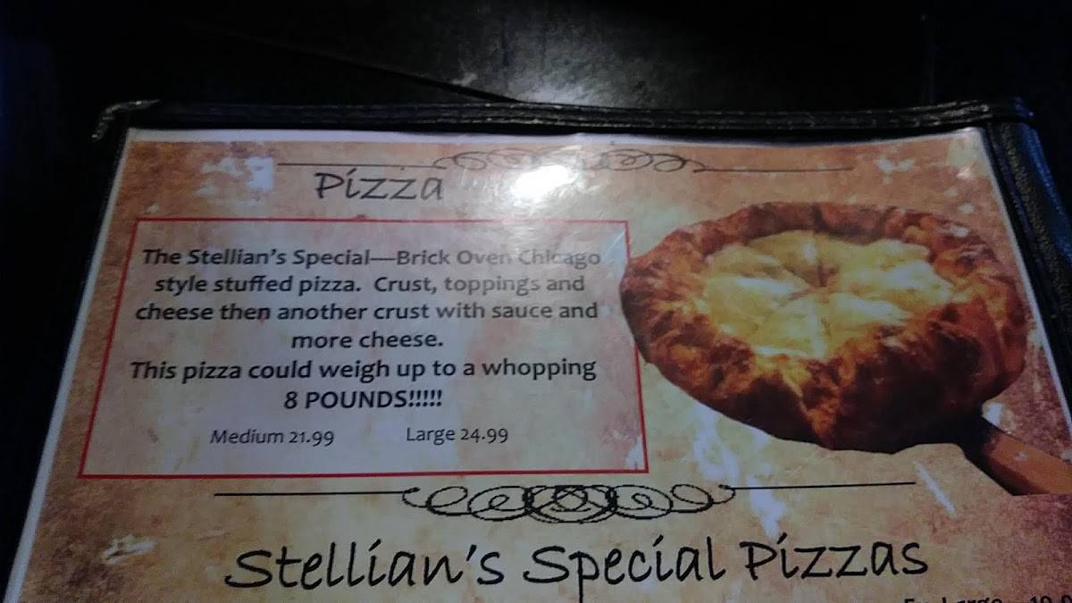 Menu at Stellian's restaurant, Central City