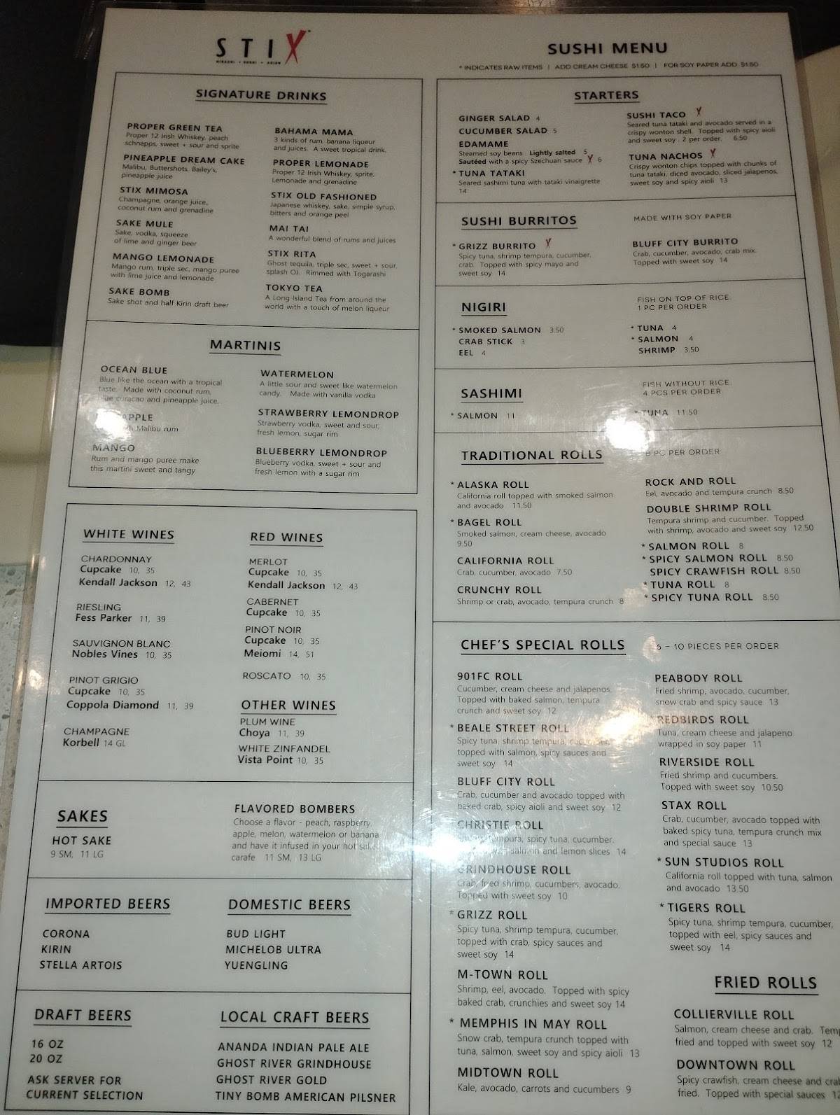 Menu at Stix restaurant, Collierville, Merchants Park Cir #202
