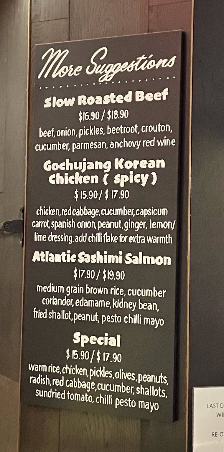 Menu at Stock Market Kitchen restaurant, Sydney, Level 4/264/278 George St