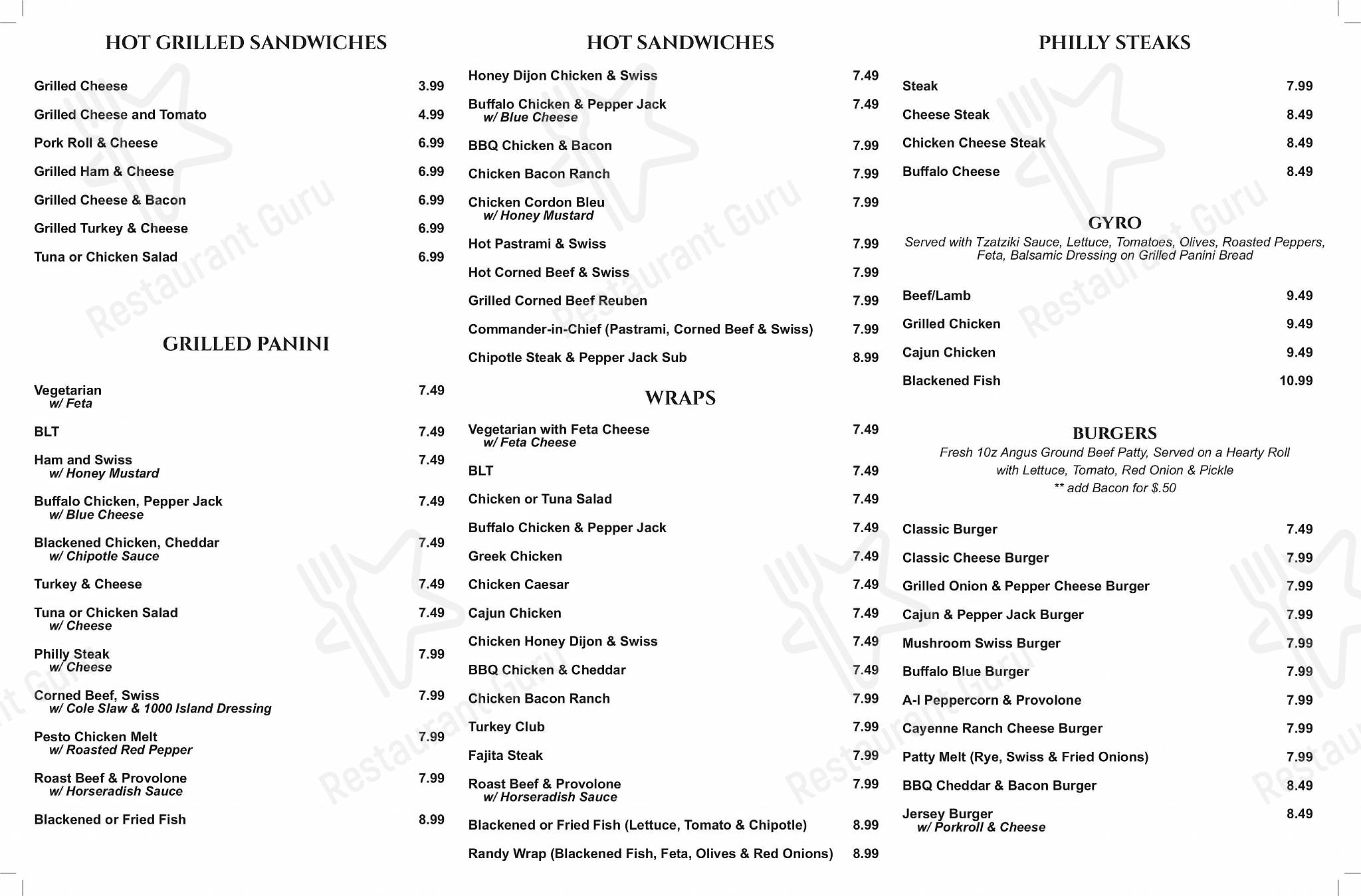 Menu at Stone House Eatery restaurant, Wrightstown