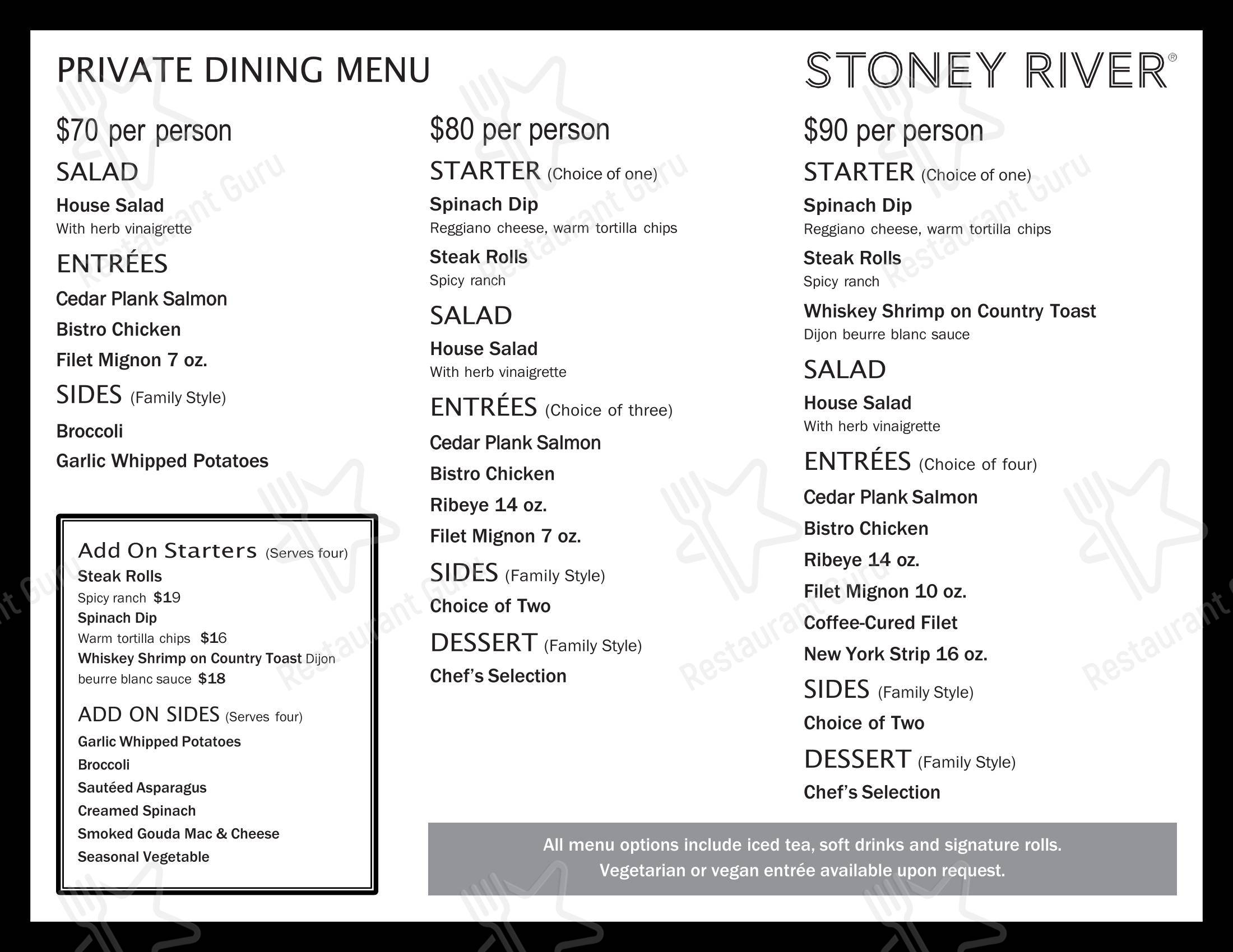 Menu at Stoney River Steakhouse and Grill, Germantown