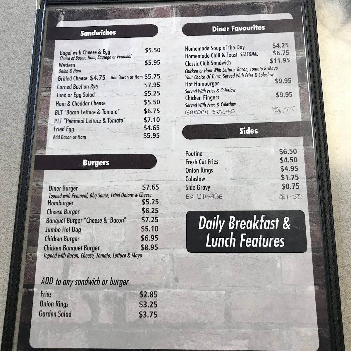 Menu at Stop 53 restaurant, Brantford