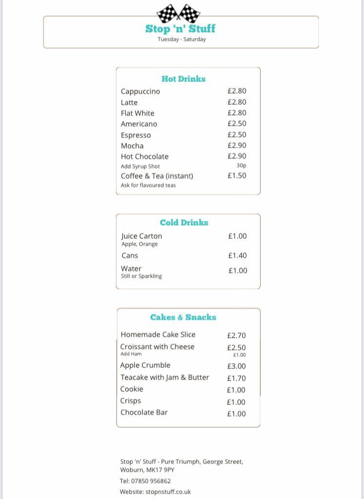 Menu at Emma's Cafe, Woburn