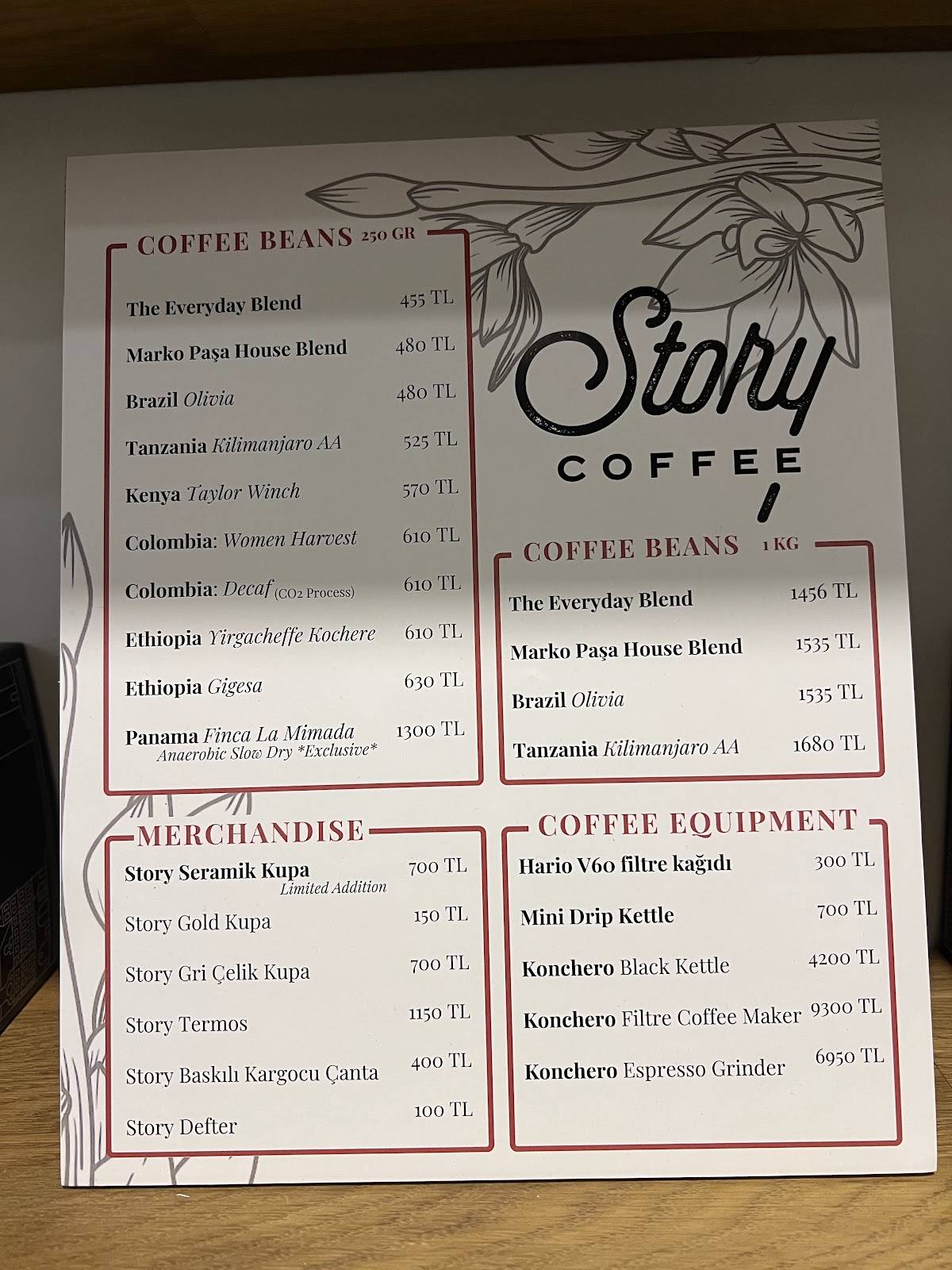 Menu au Story Coffee & Roastery restaurant, Istanbul, Halitağa Cd. no 61