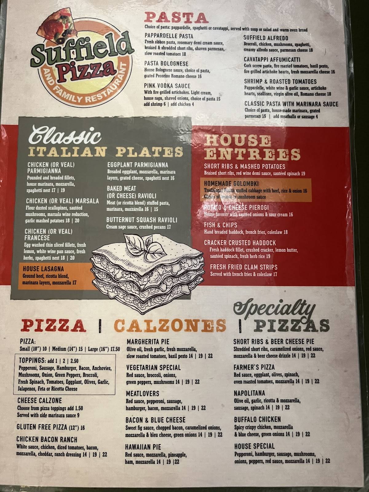 Menu at Suffield Pizza and Family Restaurant, Suffield
