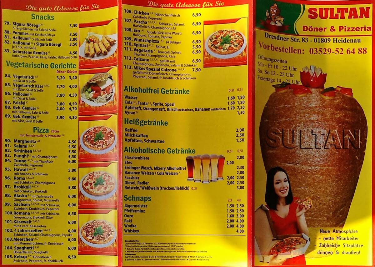 Speisekarte von Sultan Döner & Pizzeria, Heidenau