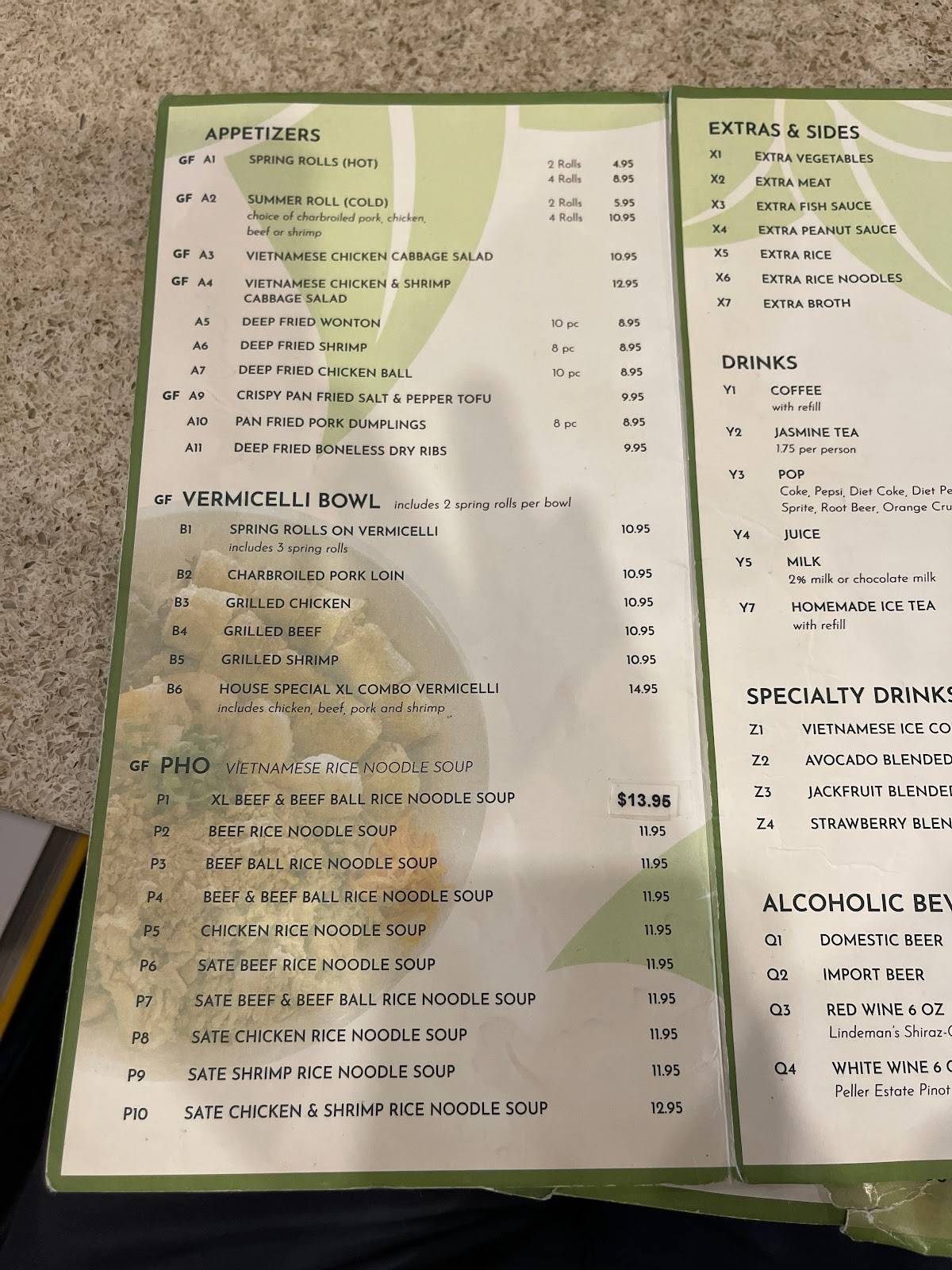 Menu at Summer Roll Restaurant, Saskatoon