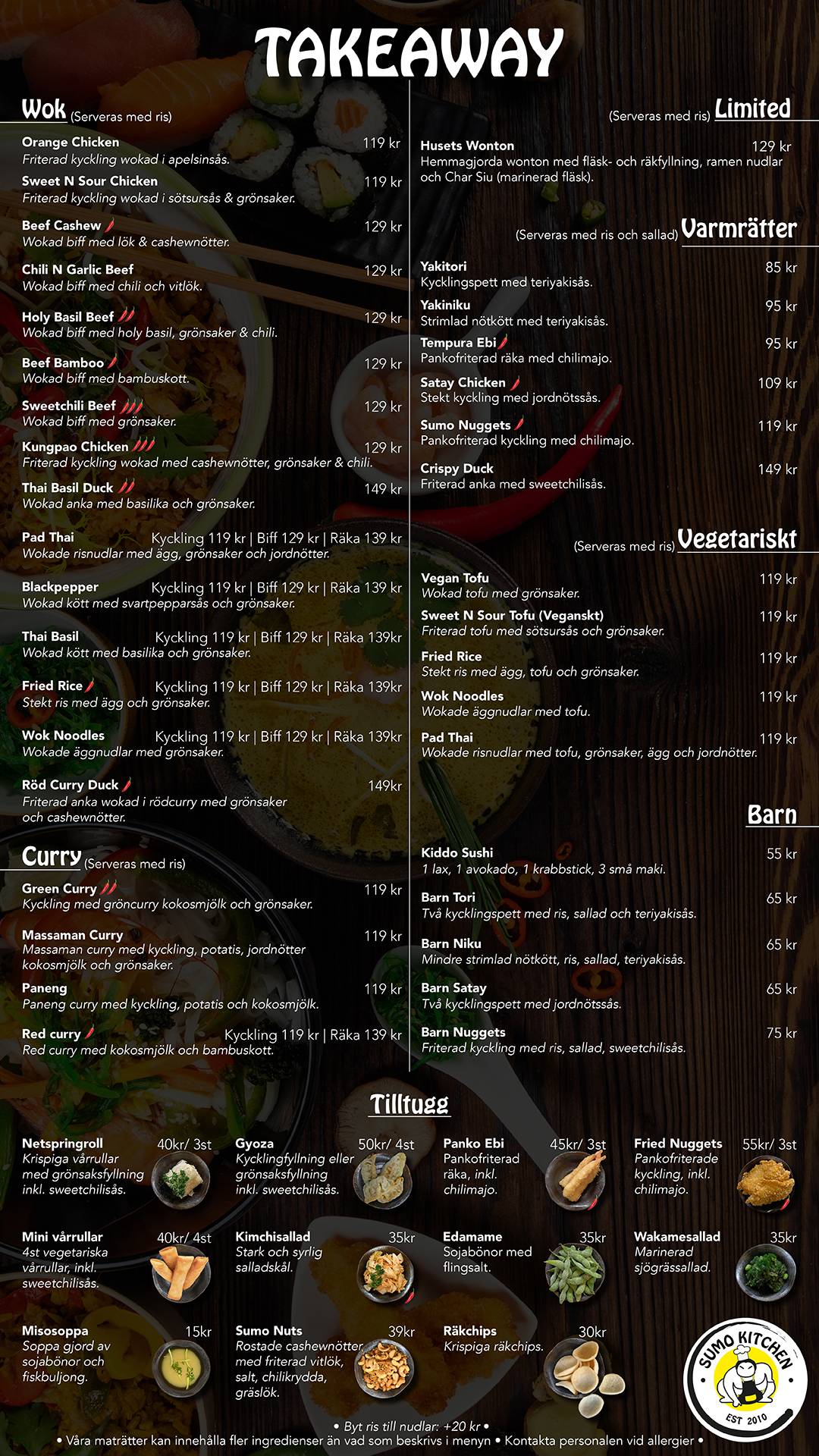 Carta del restaurante Sumo Kitchen Åhus, Åhus