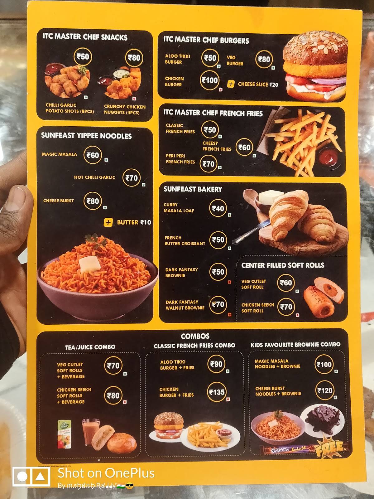 Menu at Sunfeast Snack Stop, Majestic, Bengaluru
