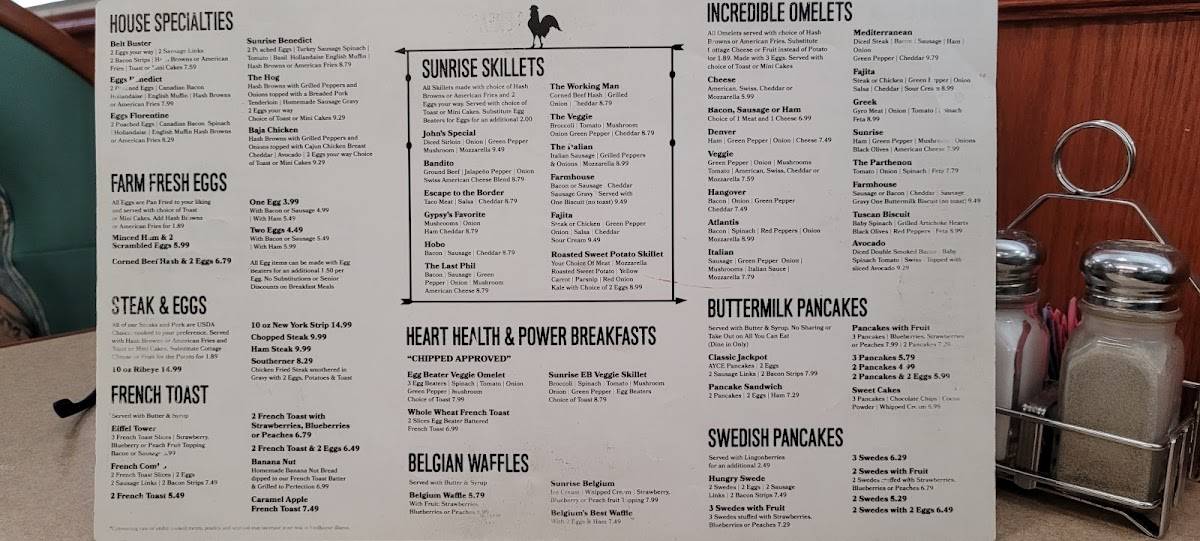Menu at Sunrise Family Restaurant, Loves Park, N Alpine Rd