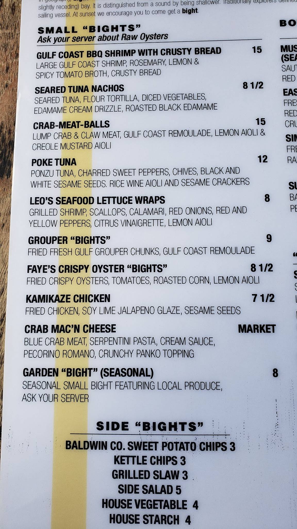 Menu at Sunset Pointe at Fly Creek Marina pub & bar, Fairhope