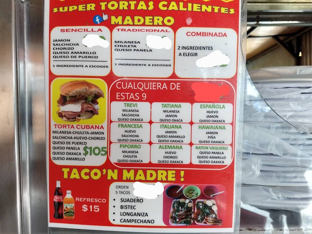 Carta del restaurante Super Tortas Calientes Madero, Monterrey, 343