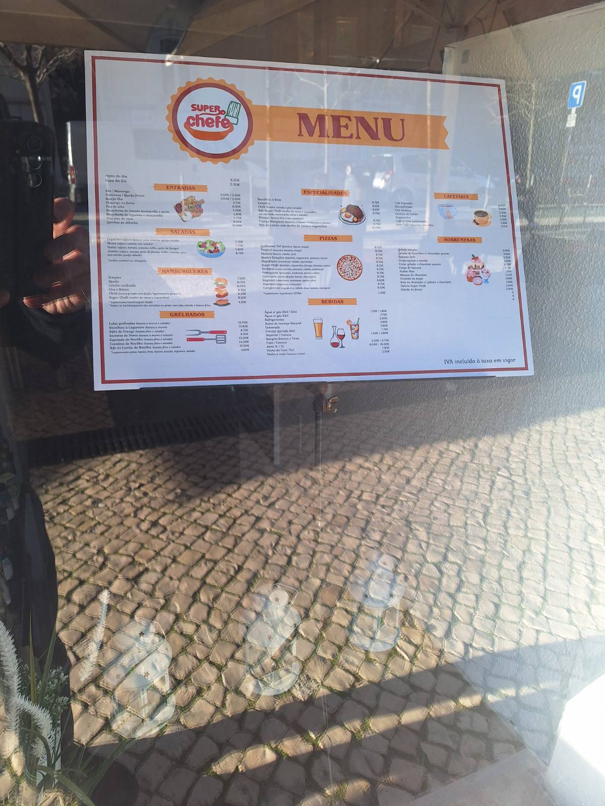 Menu at Super chef pizzeria, Lisbon, Av. Duque de Ávila 22