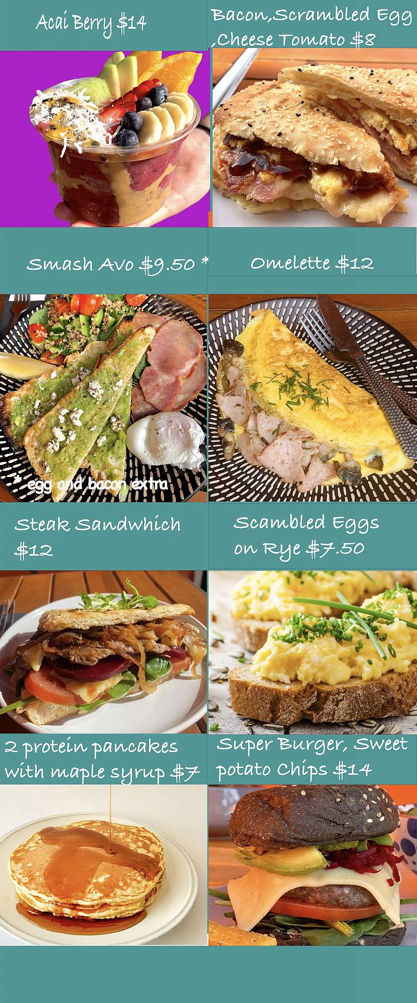 Menu at SuperSupps Healthy Cafe and Supplement Store, Berkeley Vale