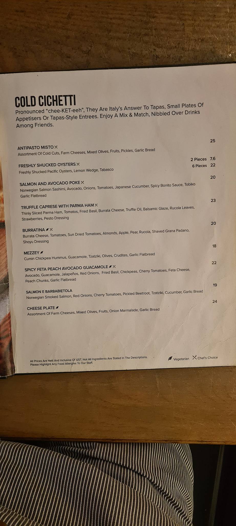 Menu at Supply & Demand, Novena restaurant, Singapore, 11 Mandalay Rd