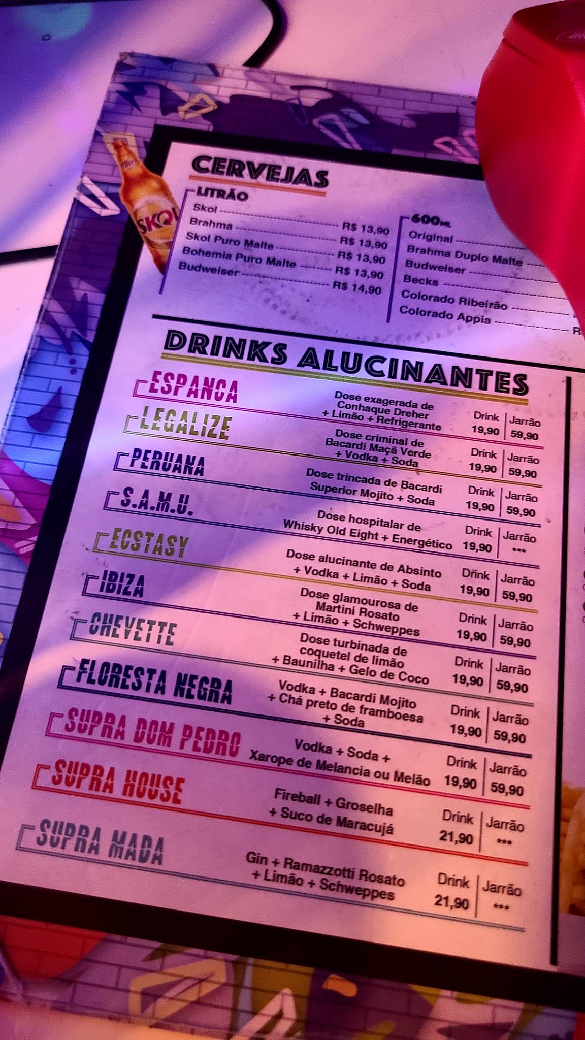 Menu em Supra Bar Vila Madalena, São Paulo