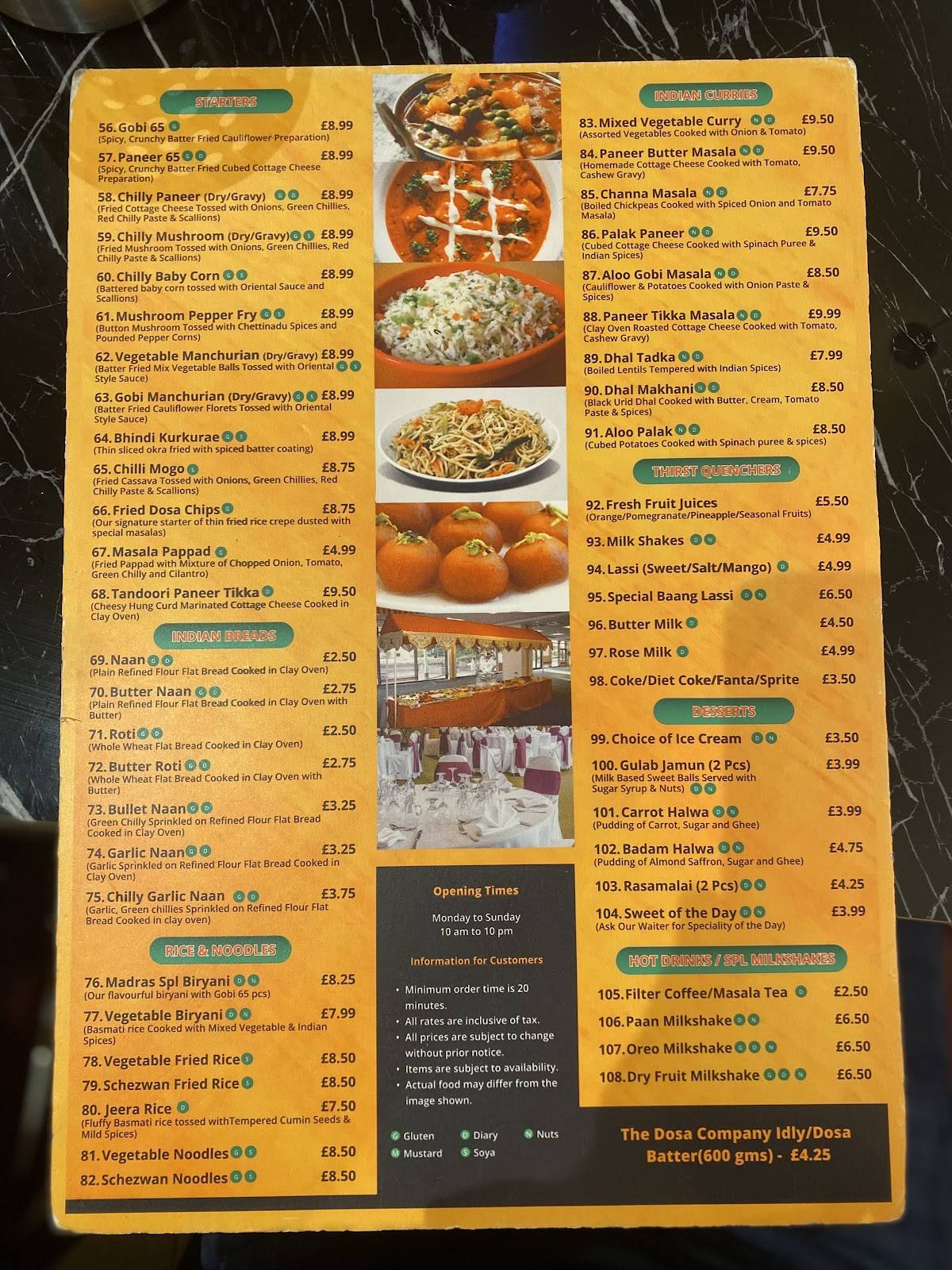 Menu at The DOSA Company restaurant, Surbiton