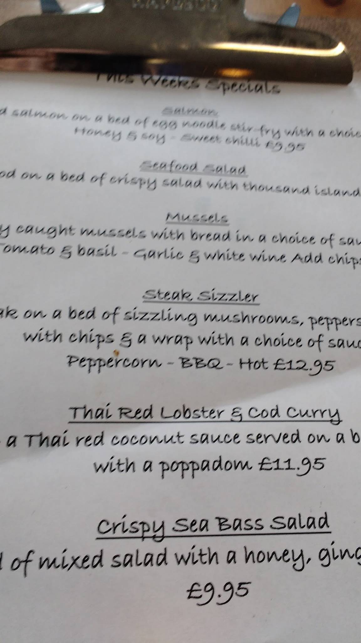 Menu at Surfside Fish Bar & Restaurant, Hartlepool
