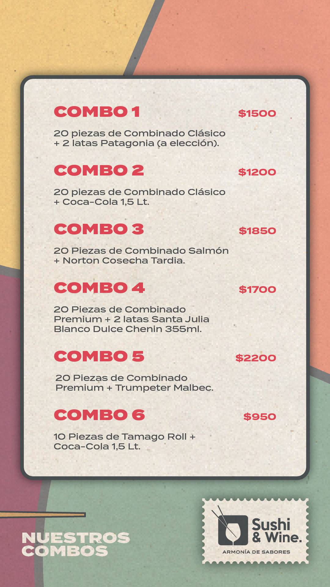 Carta del restaurante Sushi & Wine, Berazategui