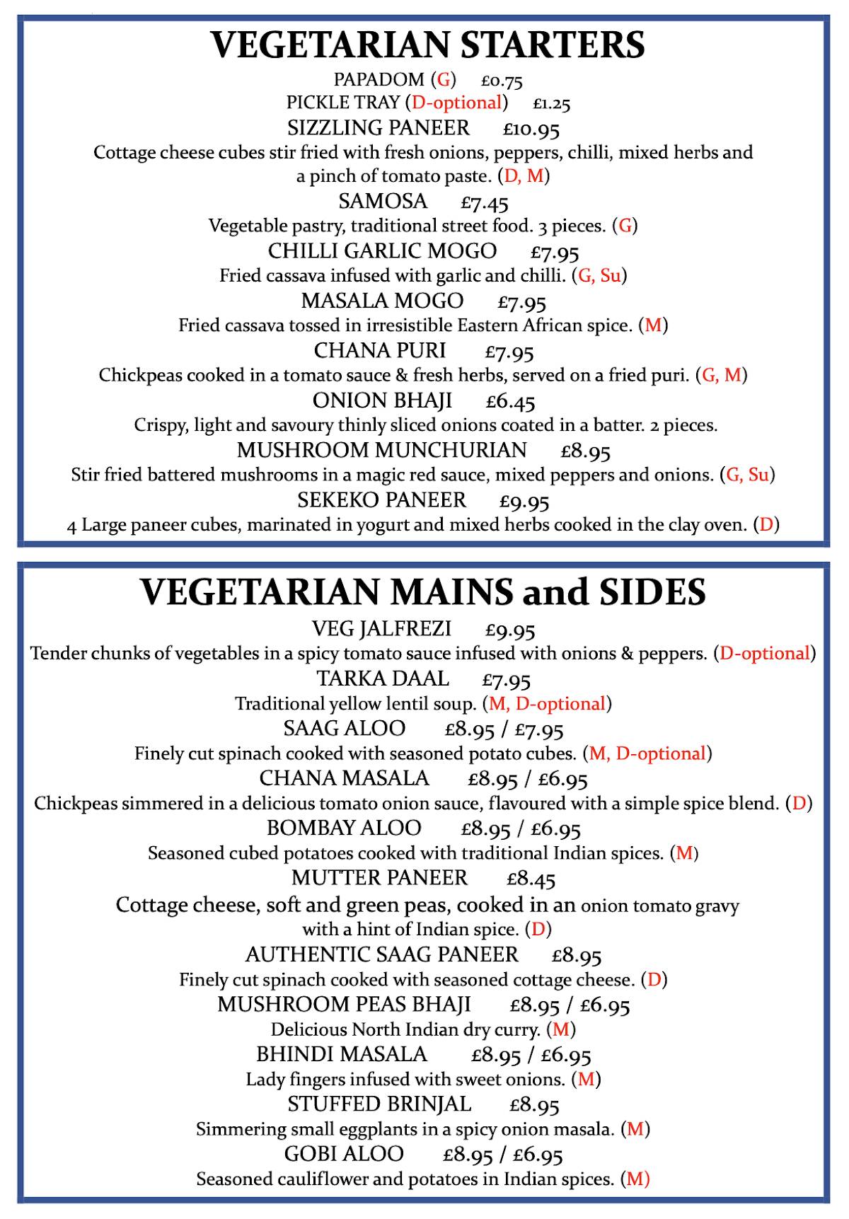 Menu at Swagat restaurant, Hythe