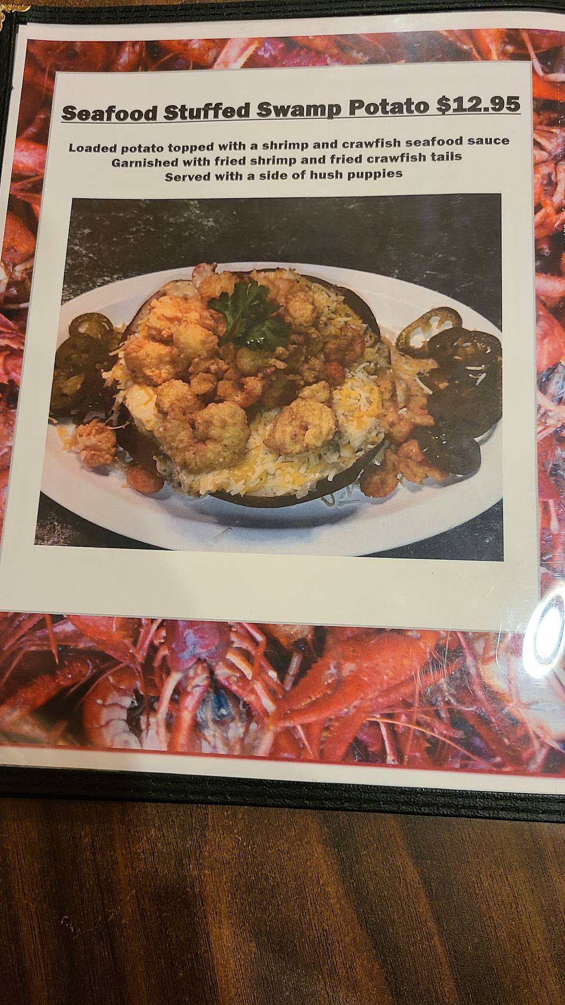 Menu at Swamp Daddy's restaurant, Alexandria, 55 MacArthur Dr