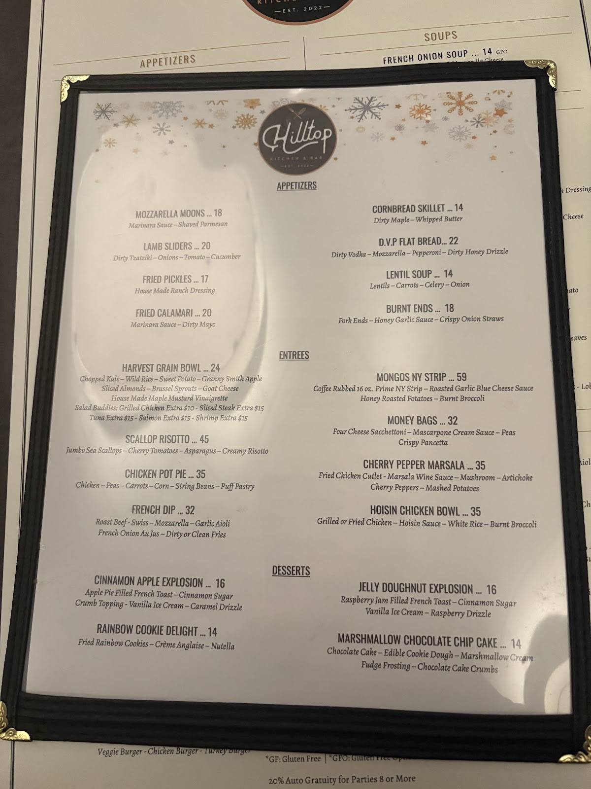Menu at Hilltop Kitchen & Bar, Syosset