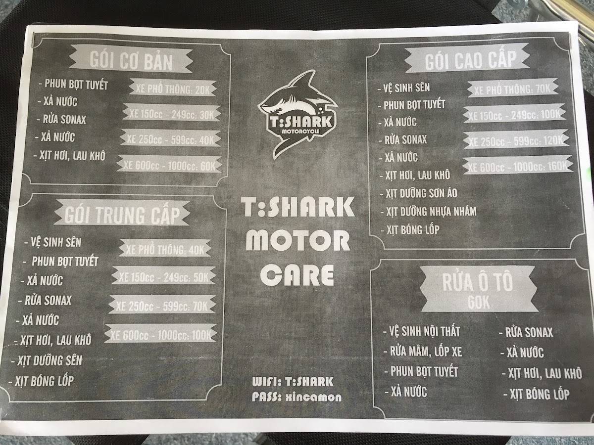 Menu at T:SHARK Motorcycle & Coffee cafe, Can Tho
