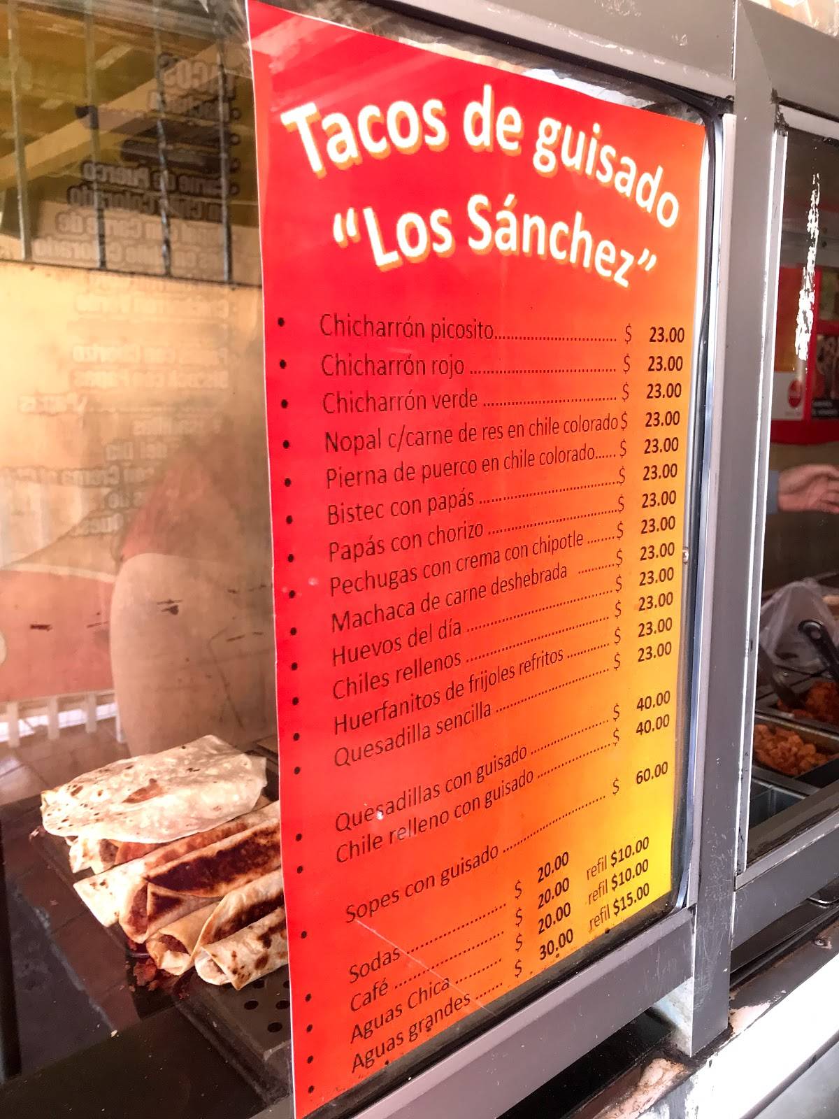 Menu at TACOS DE GUISADO LOS SÁNCHEZ restaurant, Mexicali