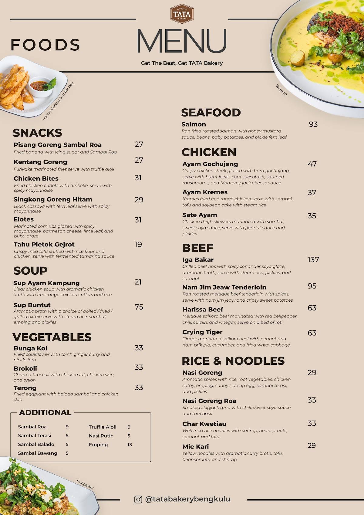 Menu at TATA Bakery & Eatery Pagar Dewa, Bengkulu