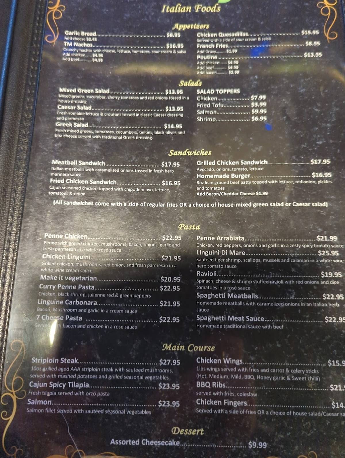 Menu au THAI MANGO restaurant, Toronto, 641 Dupont St