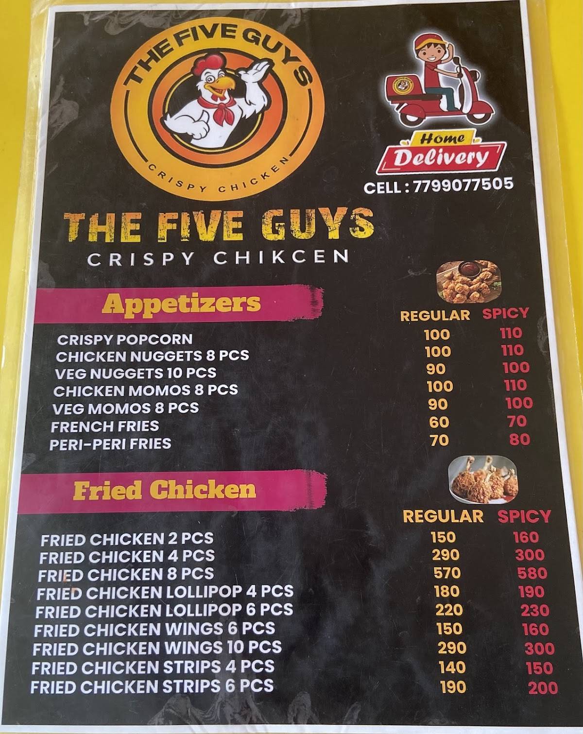 Menu at THE FIVE GUYS crispy chicken, India