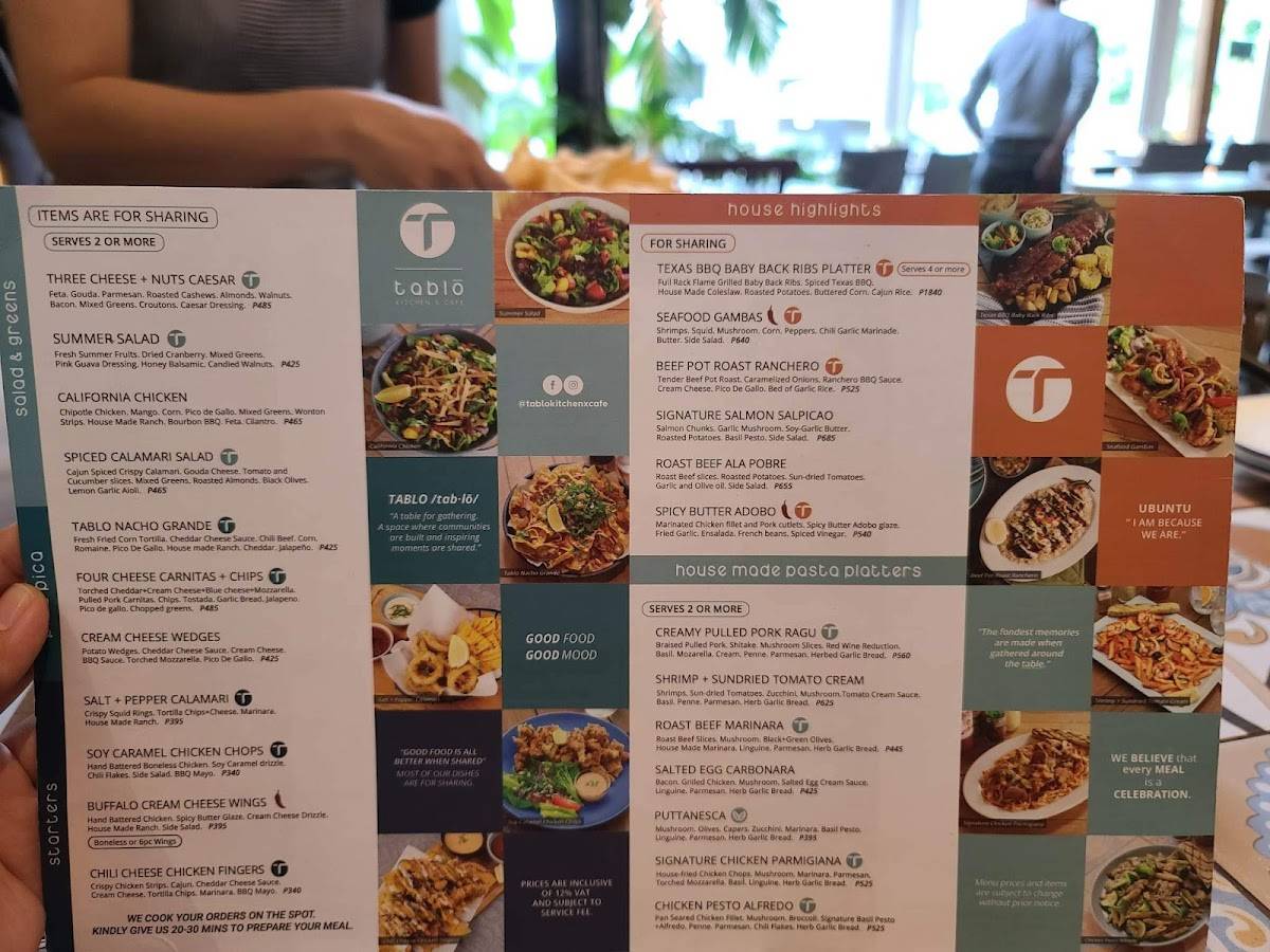 Menu at Tablo Kitchen x Cafe BF Resort Village, Las Pinas