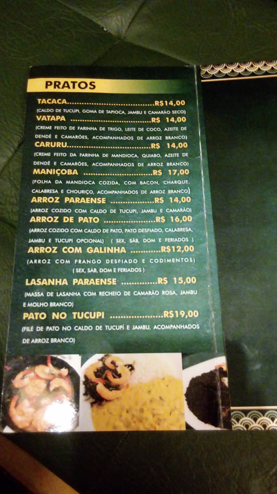 Menu em Tacacá do Renato restaurante, Belém, S/N