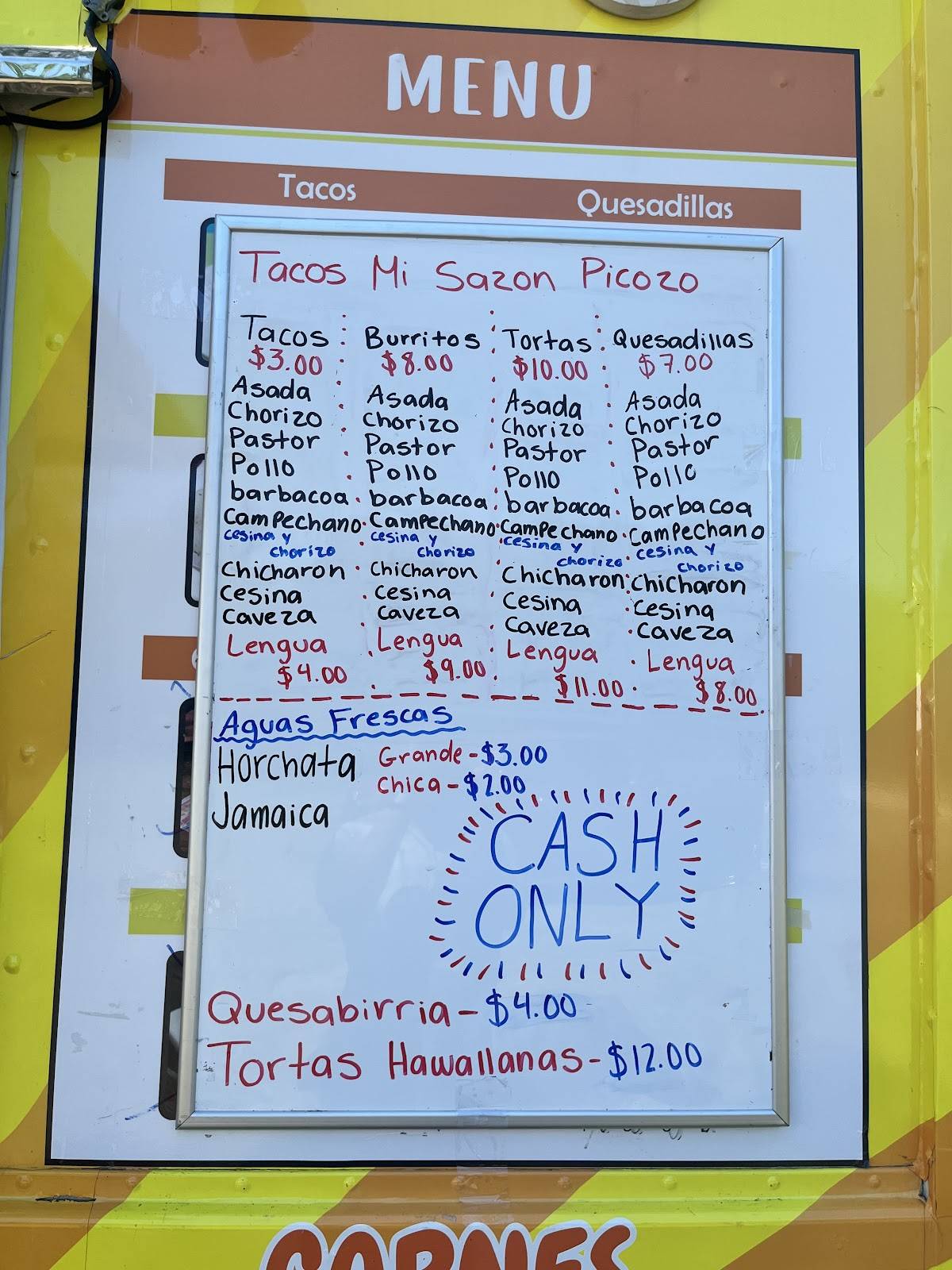 Menu at Tacos Mi Sazon Picozo restaurant, Garner