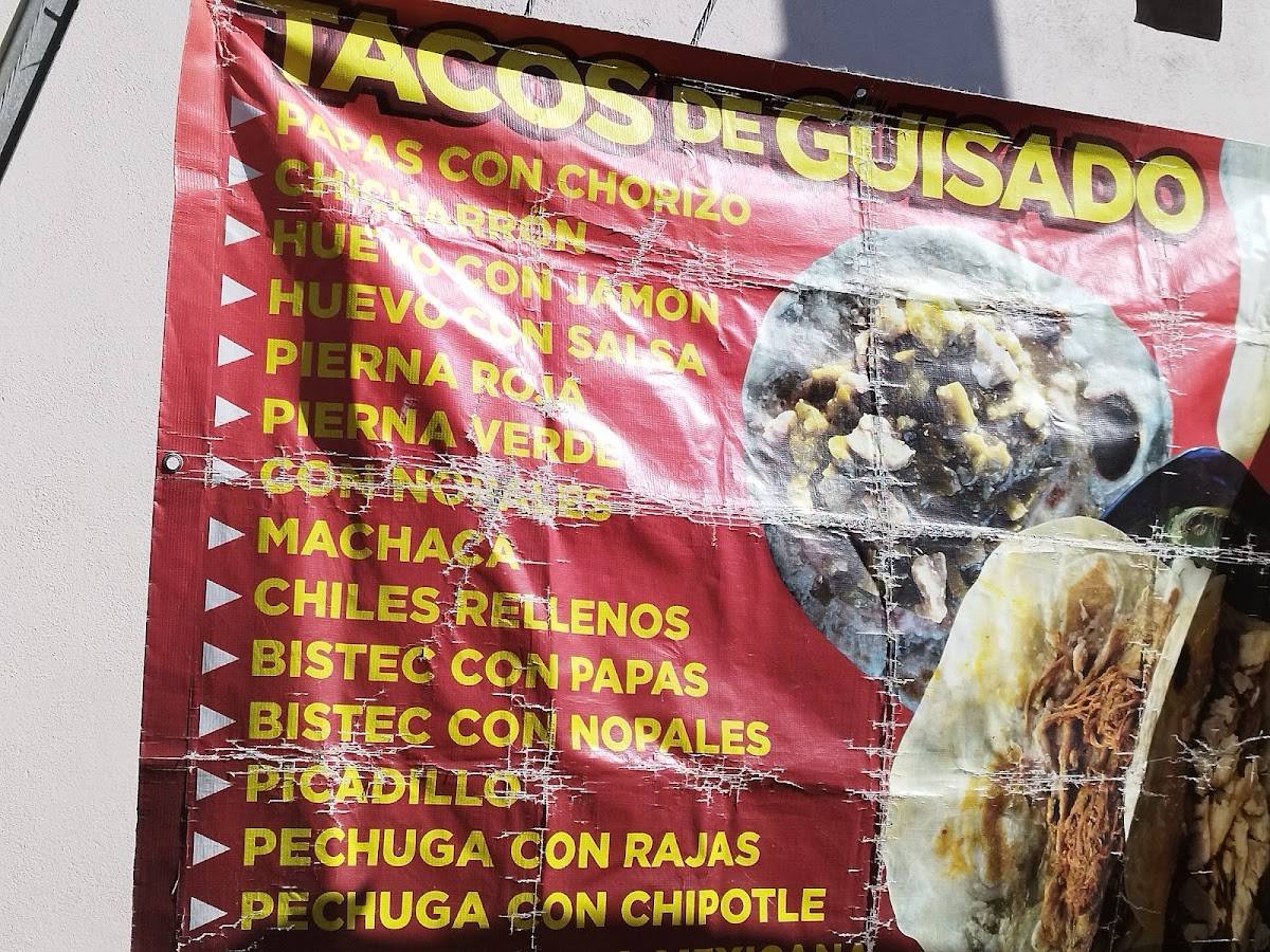 Menu at Tacos de Guisado restaurant, Mexicali, Av. Fuente del Sol