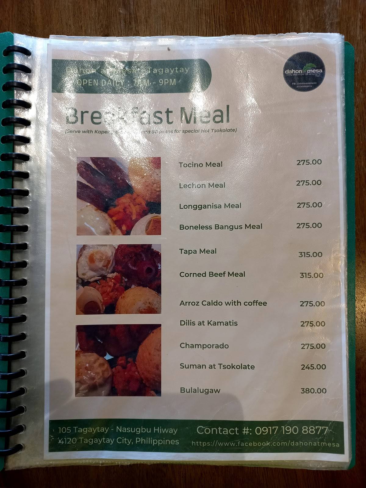 Menu at Dahon at Mesa - Tagaytay restaurant, Tagaytay